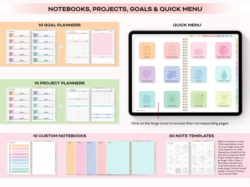Undated Digital Planner, Rainbow Theme, 650+ Planners (digital Download ...
