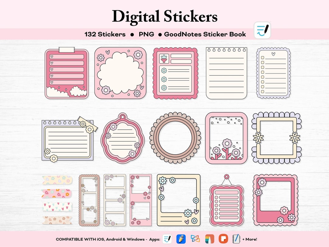 Goodnotes Digital Stickers, PNG, Note Taking (135 Stickers) - Etsy ...