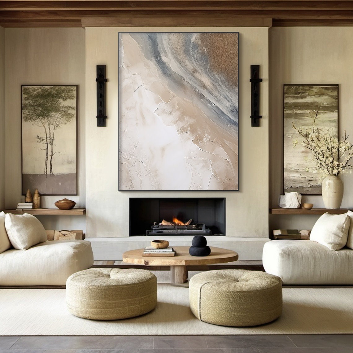 Original Beach Canvas Painting, Earth Tone Painting, Custom Canvas Wall ...