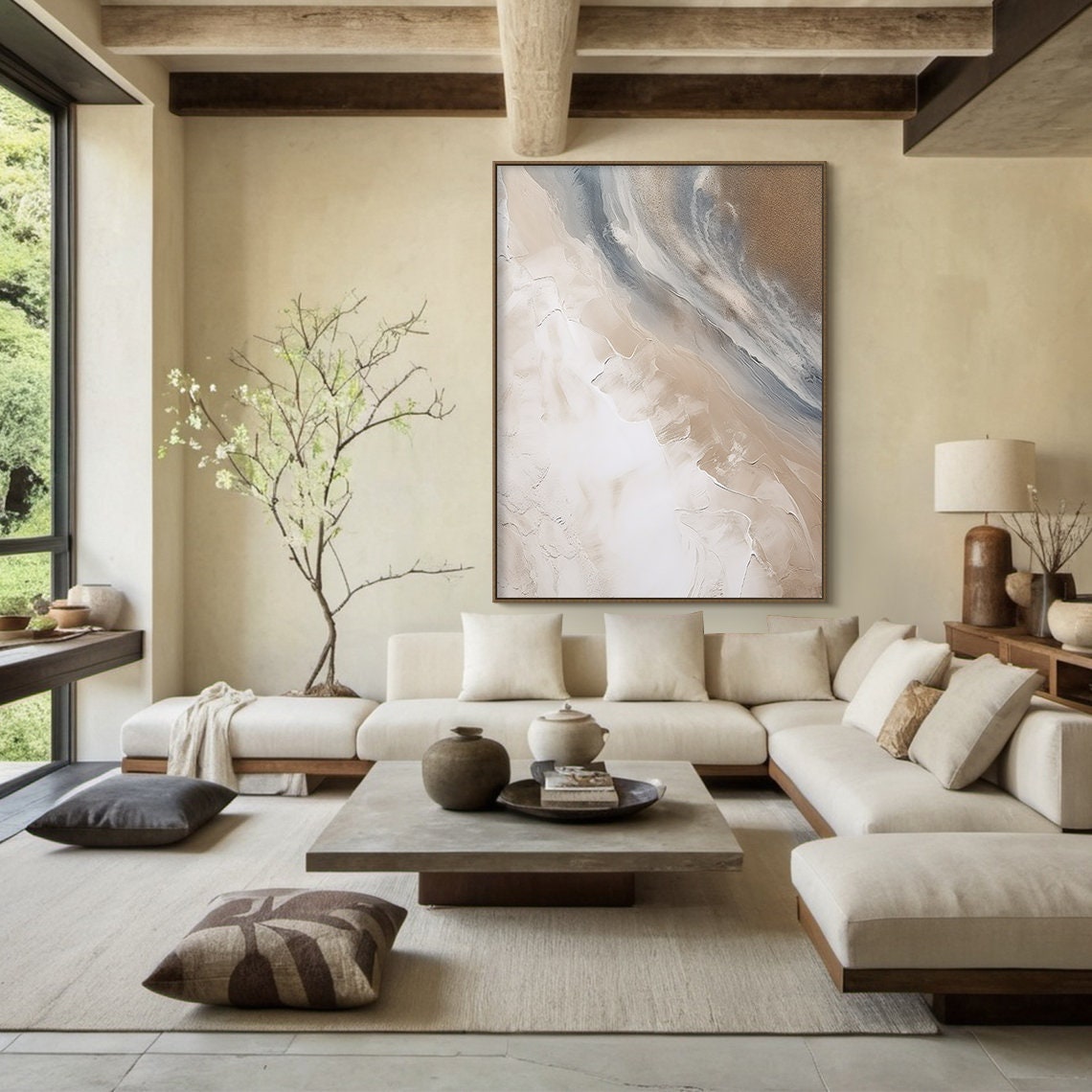 Original Beach Canvas Painting, Earth Tone Painting, Custom Canvas Wall ...