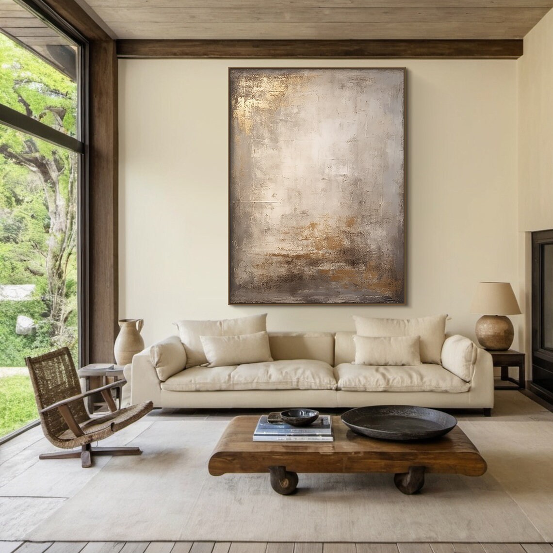 Brown Wall Art, Brown Abstract Art, Brown Artwork, Brown and Beige ...