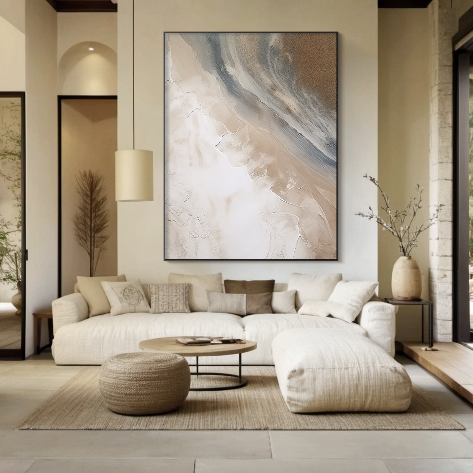 Original Beach Canvas Painting, Earth Tone Painting, Custom Canvas Wall ...