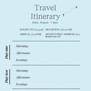 Editable Digital Holiday Planner (itinerary) - Etsy