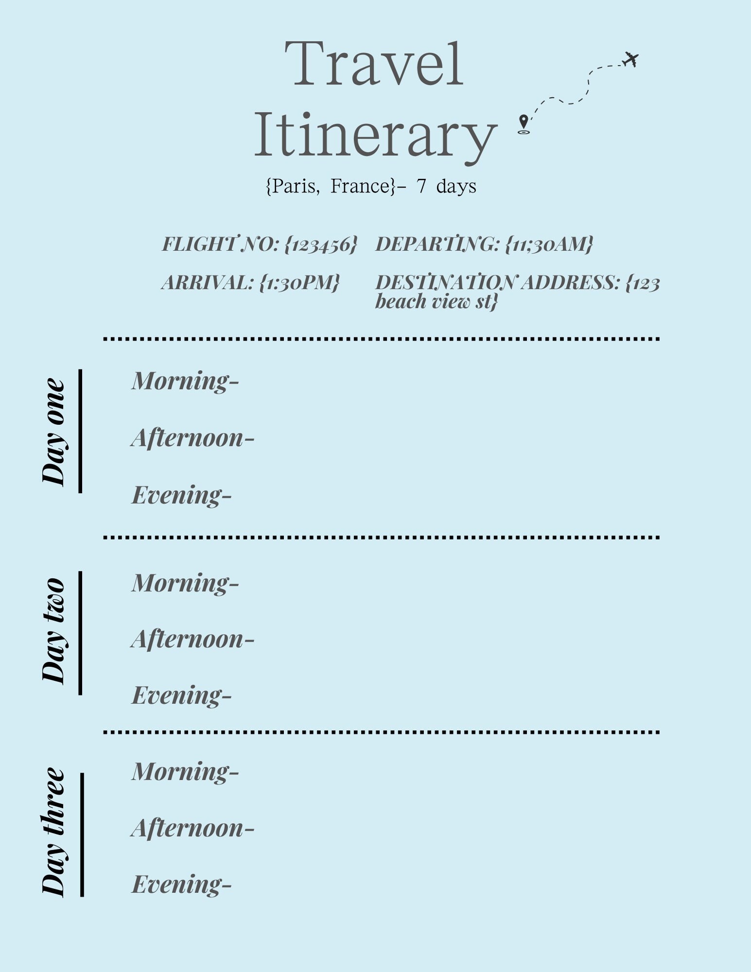 Editable Digital Holiday Planner (itinerary) - Etsy