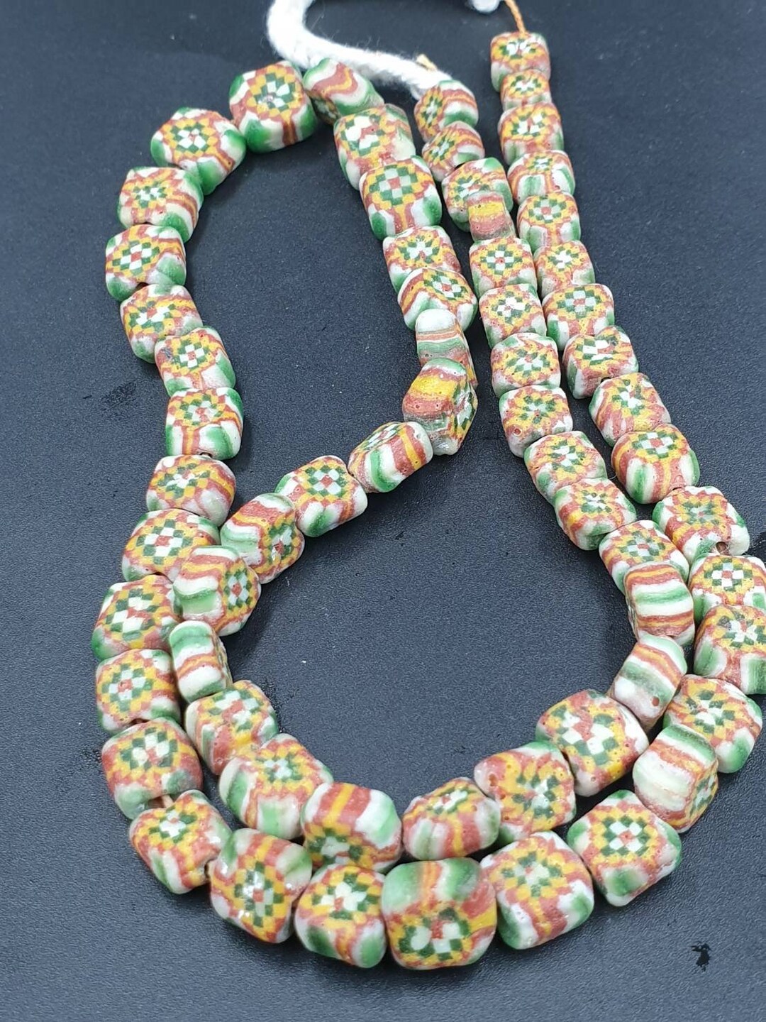 Antique Java Islamic Mosaic Glass Cross Burst Bead Strand for Jewelry ...