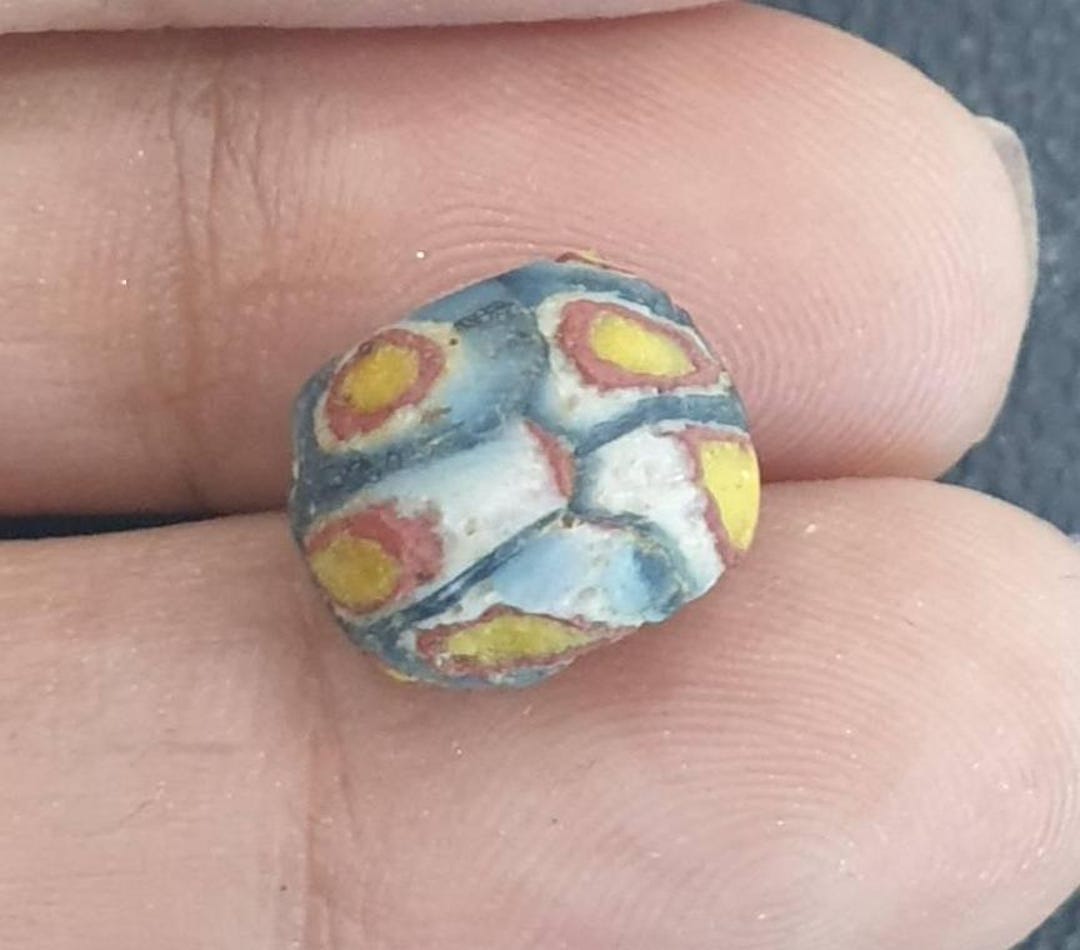 Ancient Ancient Roman Yellow Eyed Mosaic Glass Amulet Bead Pendant Ca ...