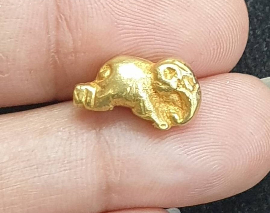 Antique Genuine Solid 22K Gold Pyu Leaping Elephant Intaglio Bead for ...