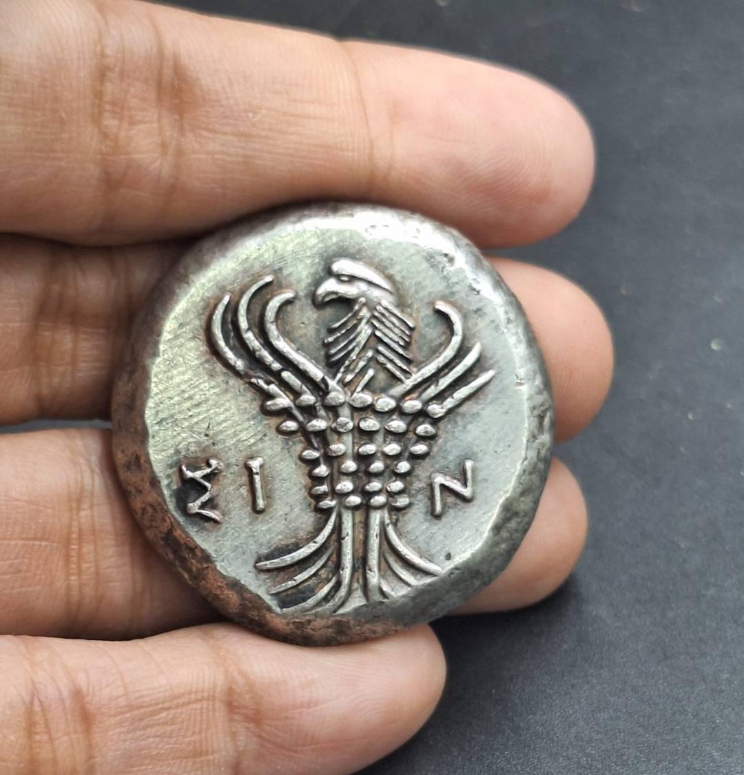 Ancient Ancient Greeks Sea Eagle Standing Facing, Wings Spread, Greek ...