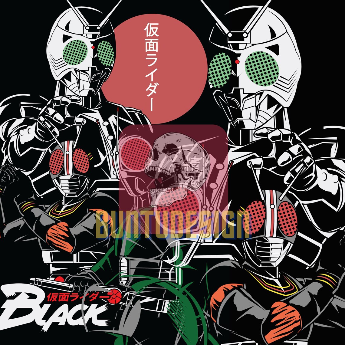 Kamen Rider Black T-shirt Design Anime Graphic Design for Clothing ...