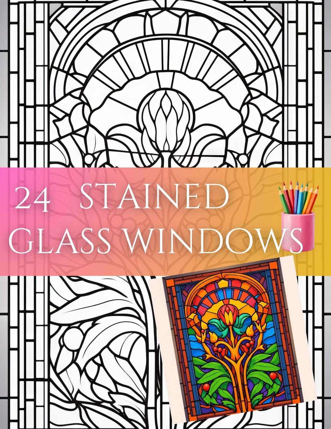 Stained Glass Windows Coloring Pages: Adults & Teens (digital Download ...