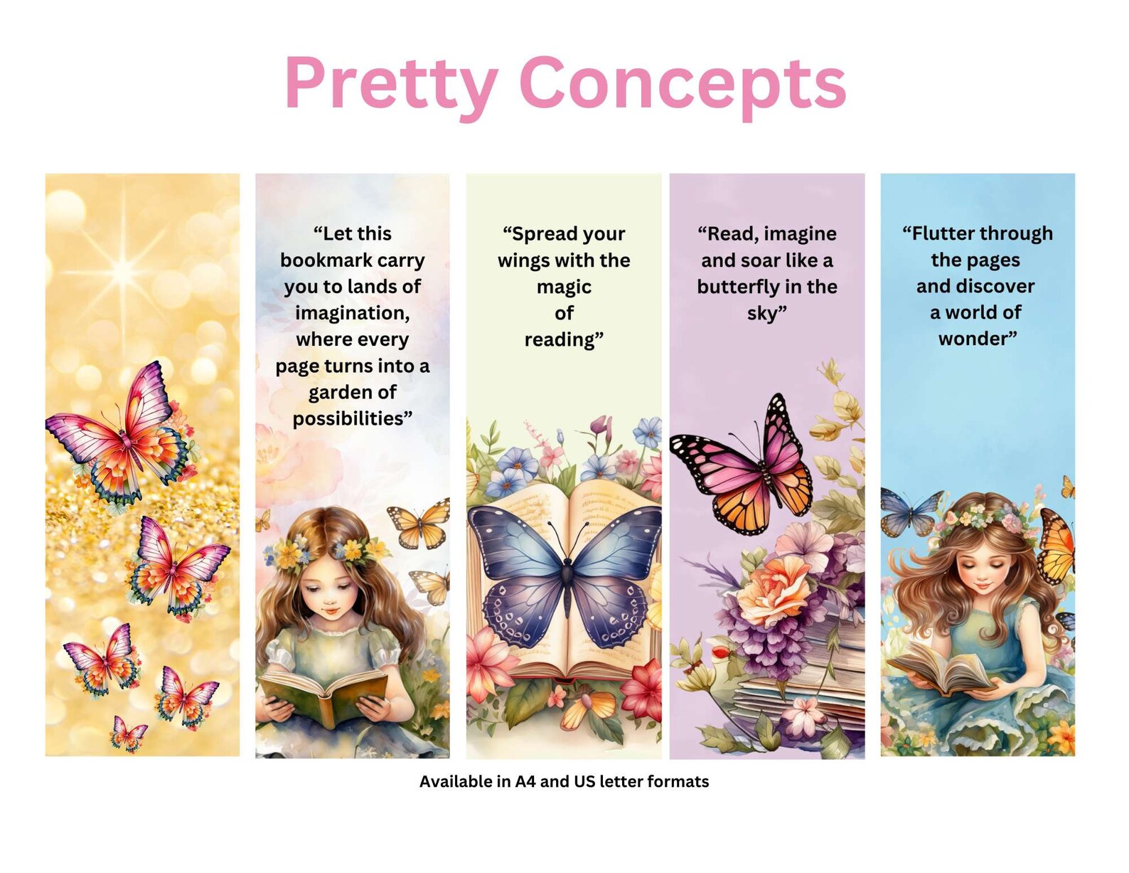 Printable Bookmarks, Five Bookmarks, Printable Bookmarks for Book ...