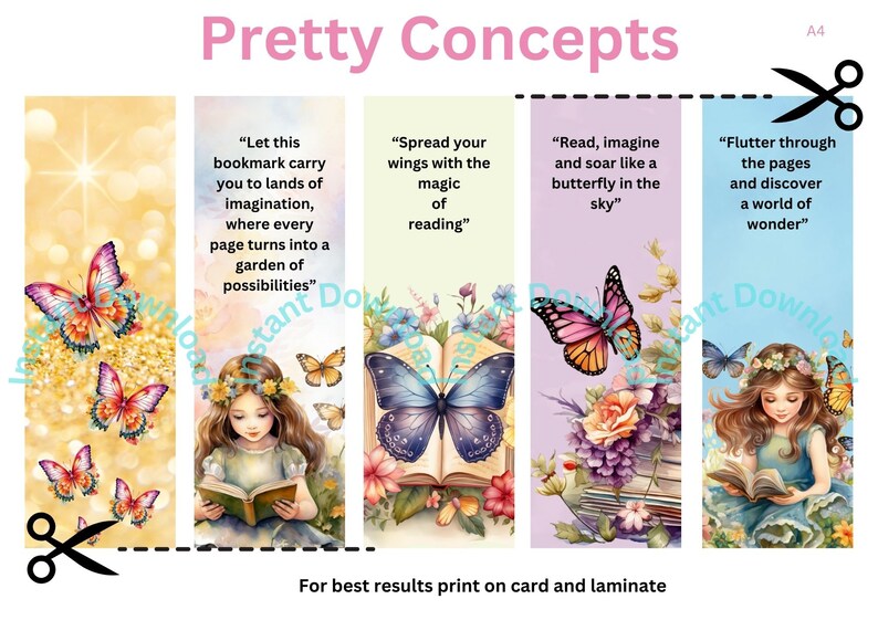 Printable Bookmarks, Five Bookmarks, Printable Bookmarks for Book ...