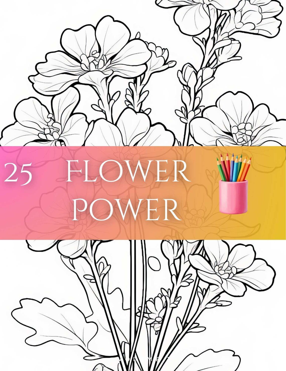 Floral Coloring Pages: 25 Delicate Flower Designs (digital Download ...