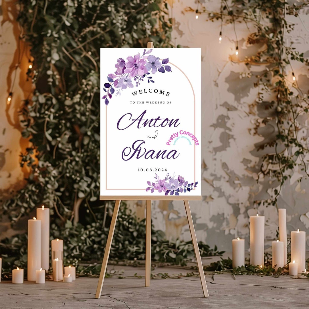 Floral Wedding Welcome Sign, Wedding Sign Template, Floral Welcome Sign ...