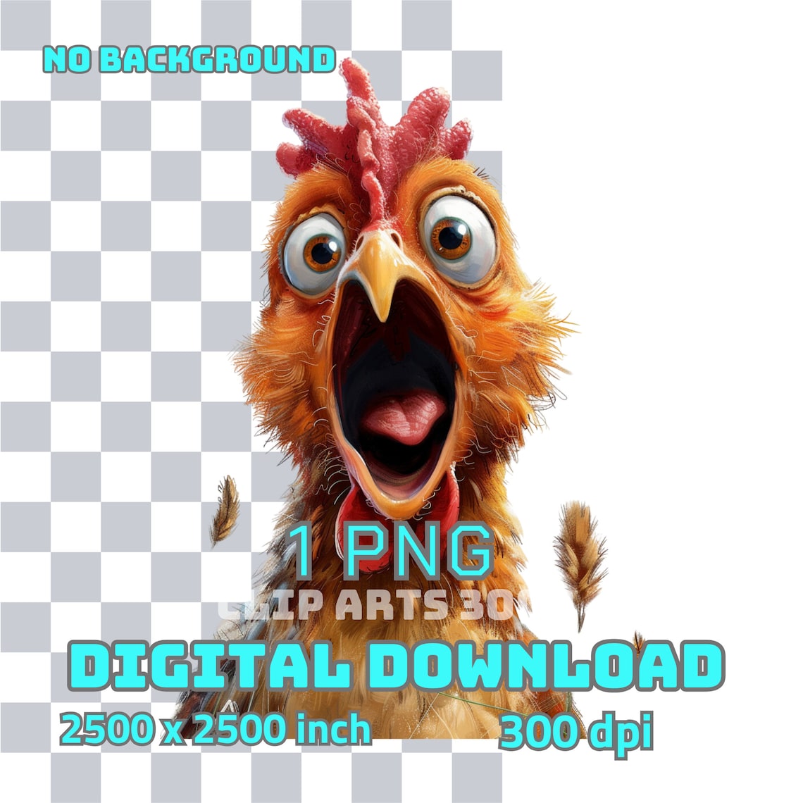 Crazy CHICKEN Clipart Hilarious Chick Sublimation PNG for Print With ...