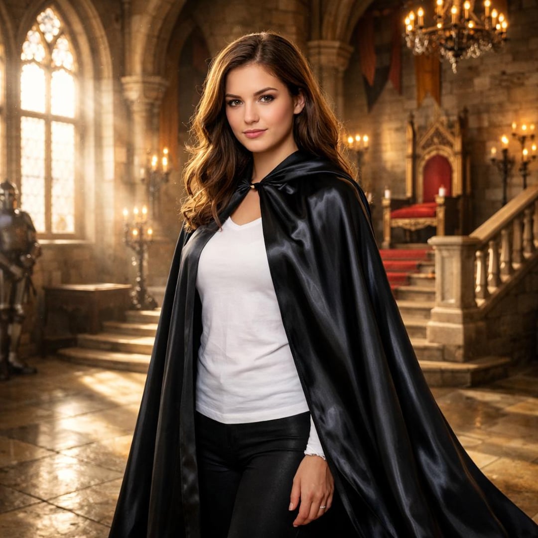 Black Satin Hooded Cape | Adult Cosplay Costume - Etsy
