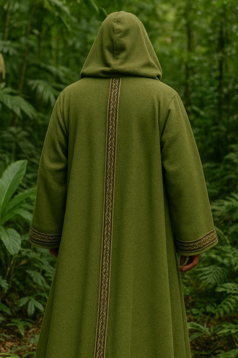 Celtic Hooded Robe: Medieval Renaissance Cosplay Cloak With Jacquard ...