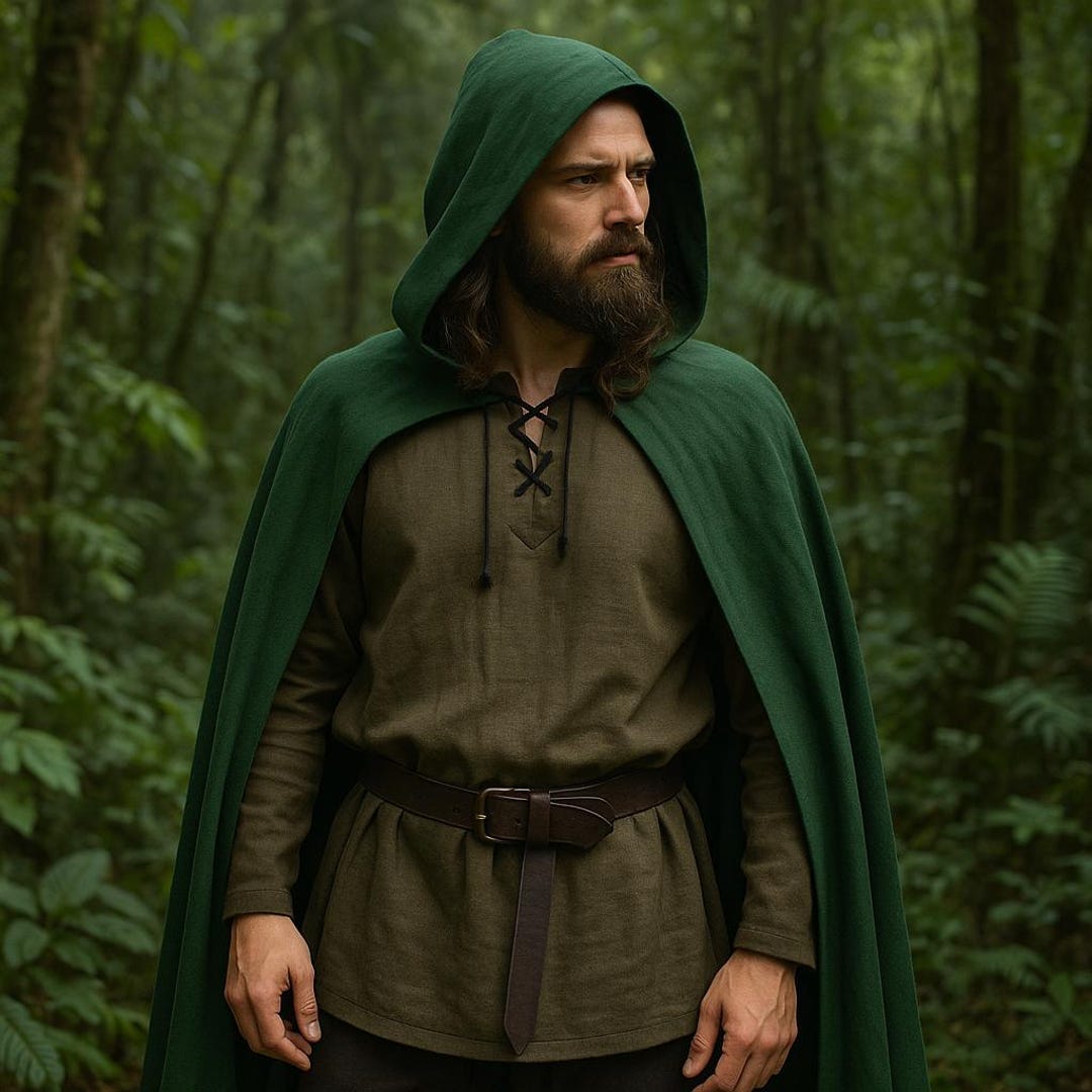 Handmade Green Hooded Medieval Cloak: Viking LARP Costume - Etsy