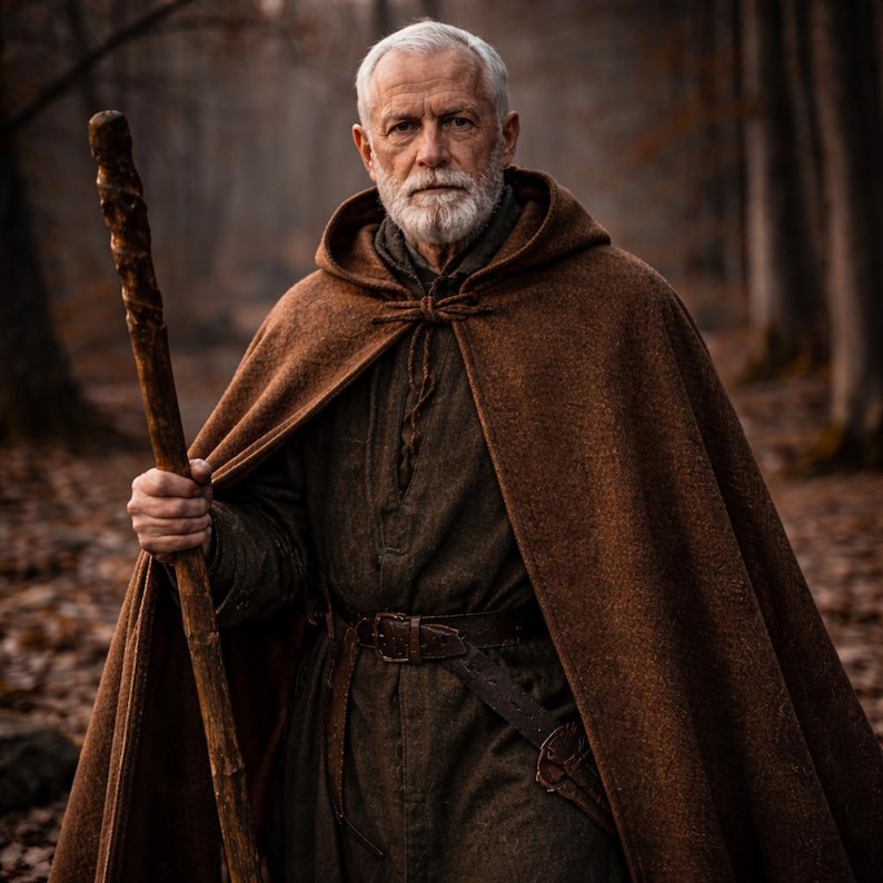 Handmade Brown Wool Hooded Cloak | Medieval Viking Costume - Etsy