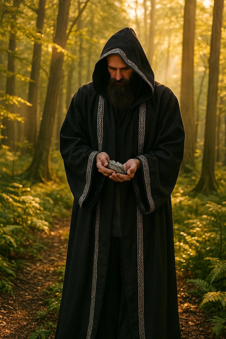 Handmade Celtic Trim Hooded Wizard Cloak | Renaissance Faire Costume - Etsy