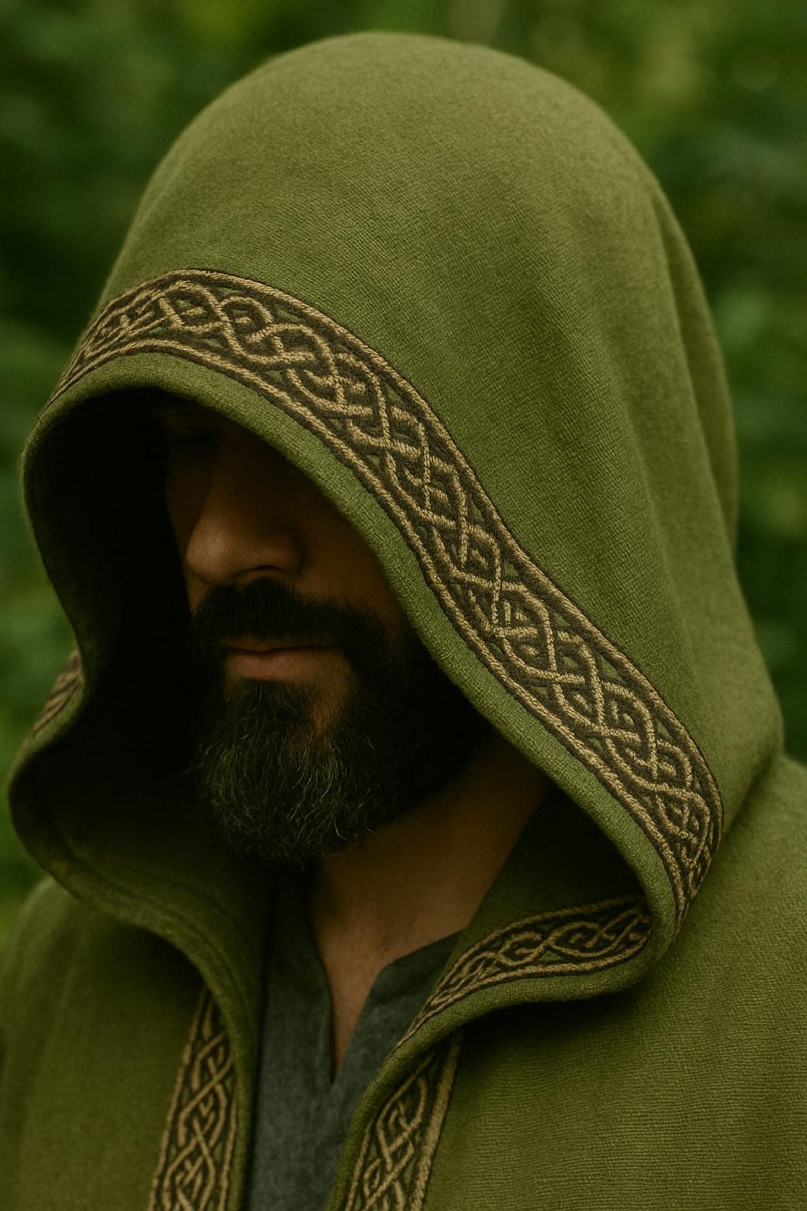 Celtic Hooded Robe: Medieval Renaissance Cosplay Cloak With Jacquard ...