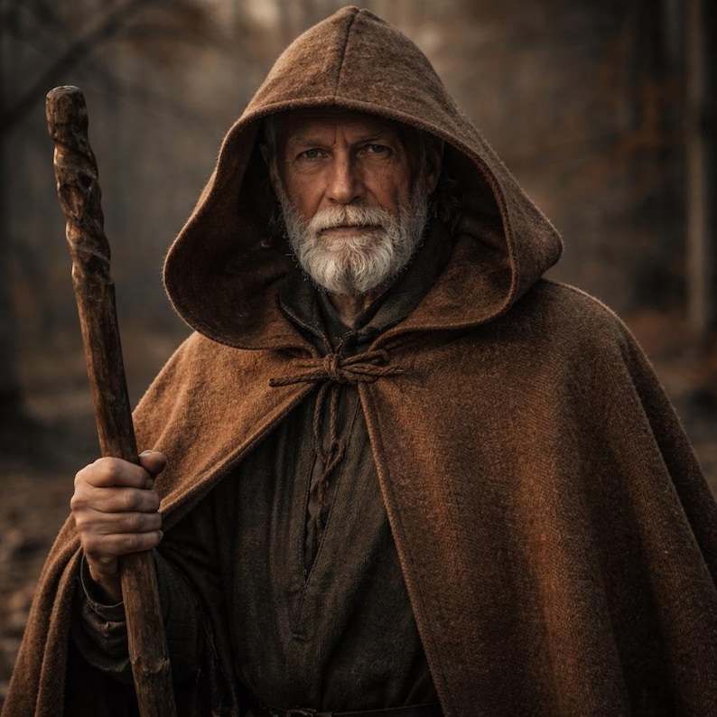 Handmade Brown Wool Hooded Cloak | Medieval Viking Costume - Etsy
