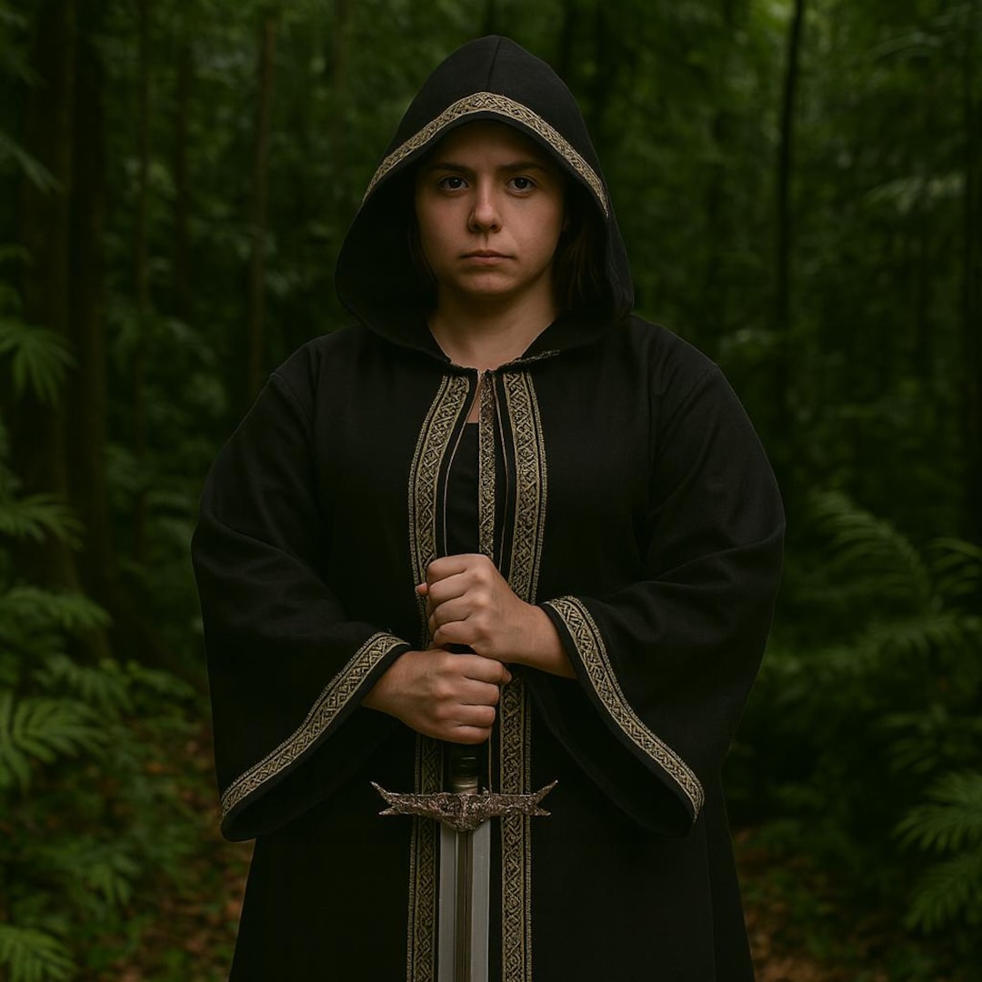 Celtic Trim Hooded Robe: Medieval Cosplay Cloak, Renaissance Costume - Etsy