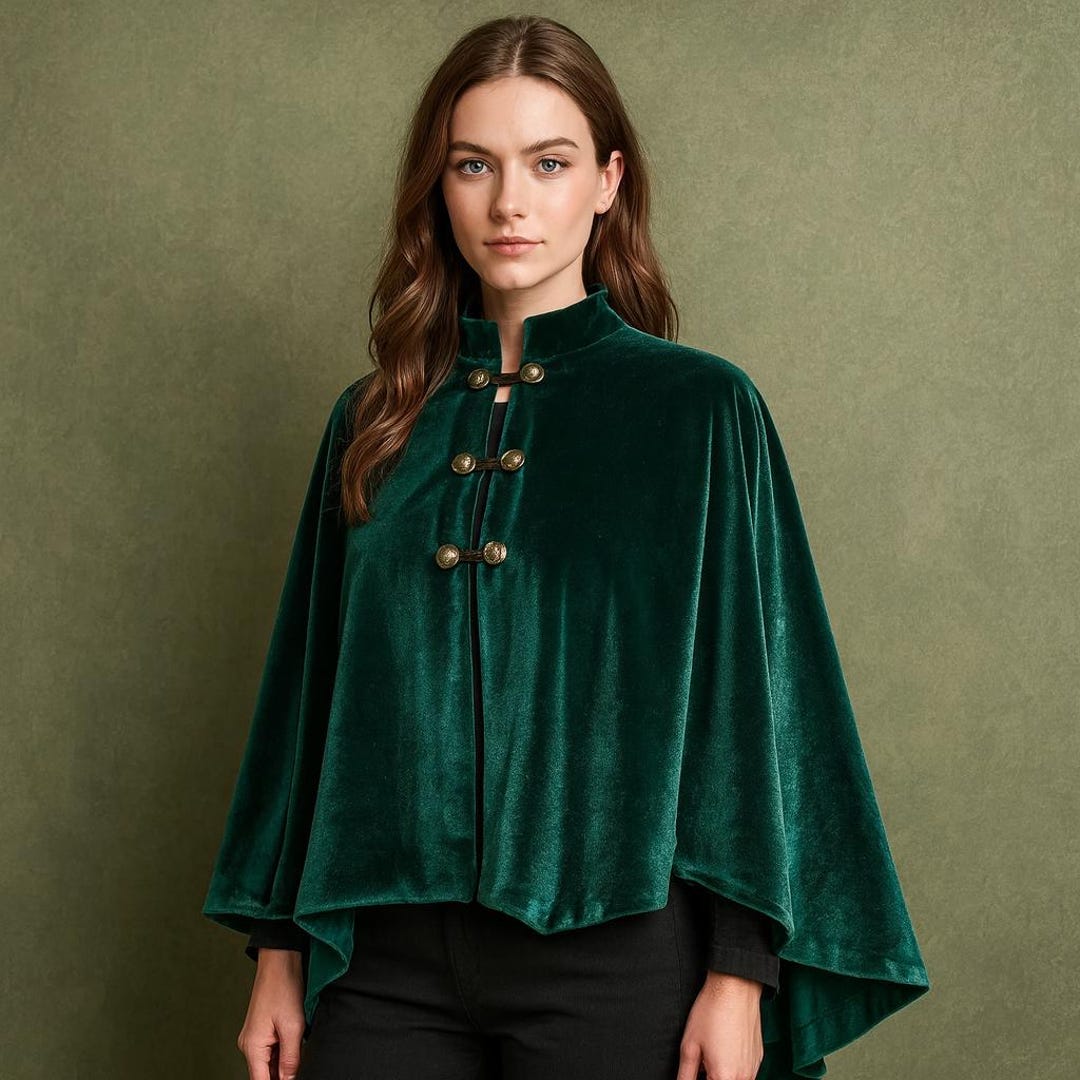 Emerald Green Velvet Cape | Medieval Full Circle Cloak | Fantasy ...