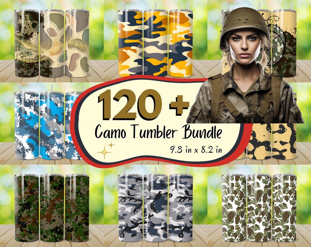 120 + Camo Tumbler Wrap Bundle, 20oz Camouflage Tumbler, Hunting Life ...