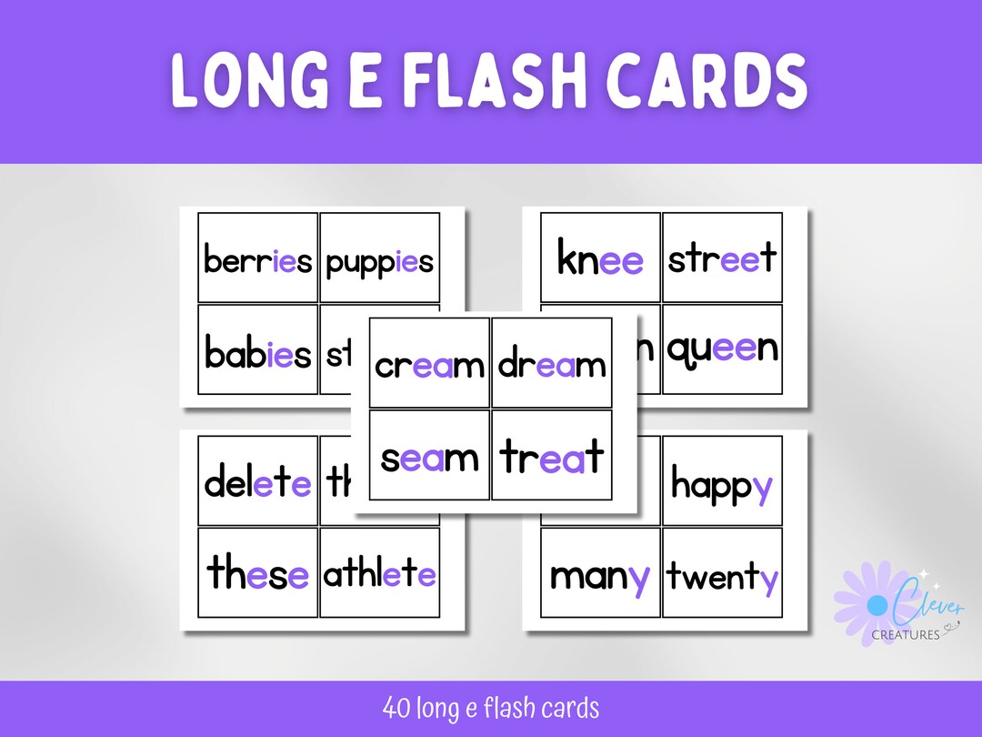 Long 'e' Flash Cards, Phonics, Classroom Printable Resources ...