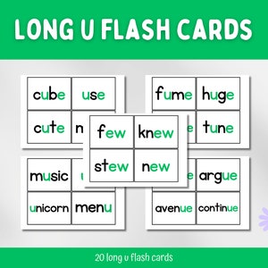 Long 'u' Flash Cards, Phonics, Classroom Printable Resources ...