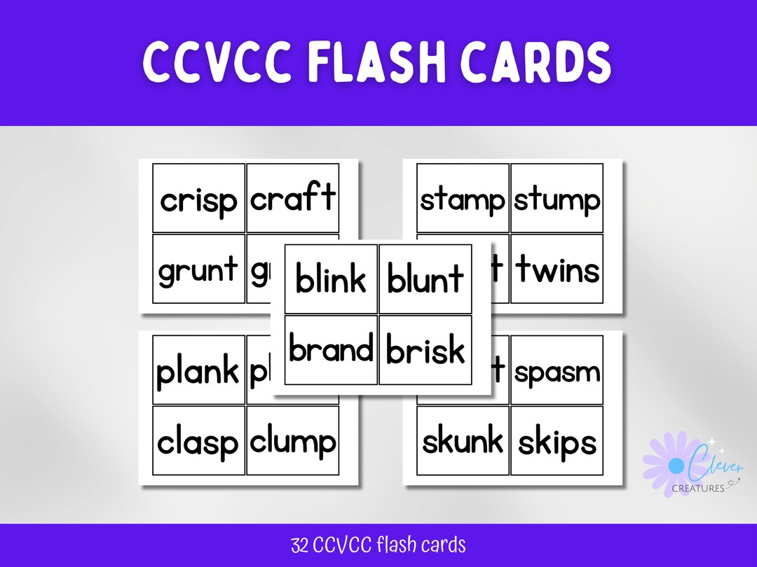 CCVCC Words Flash Cards, Phonics, Classroom Printable Resources ...