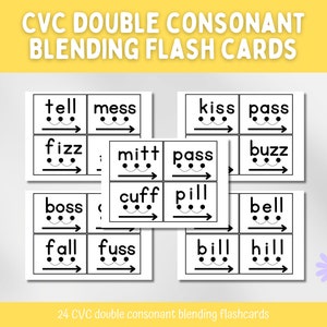 CVC Double Consonant Flash Cards, Phonics, Classroom Printable ...
