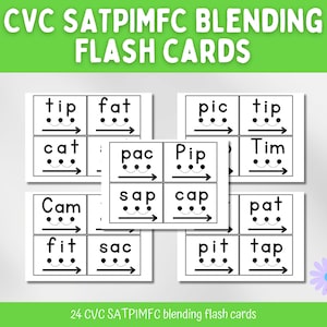CVC Words Blending Flash Cards, SATPIMFC, Phonics, Classroom Printable ...