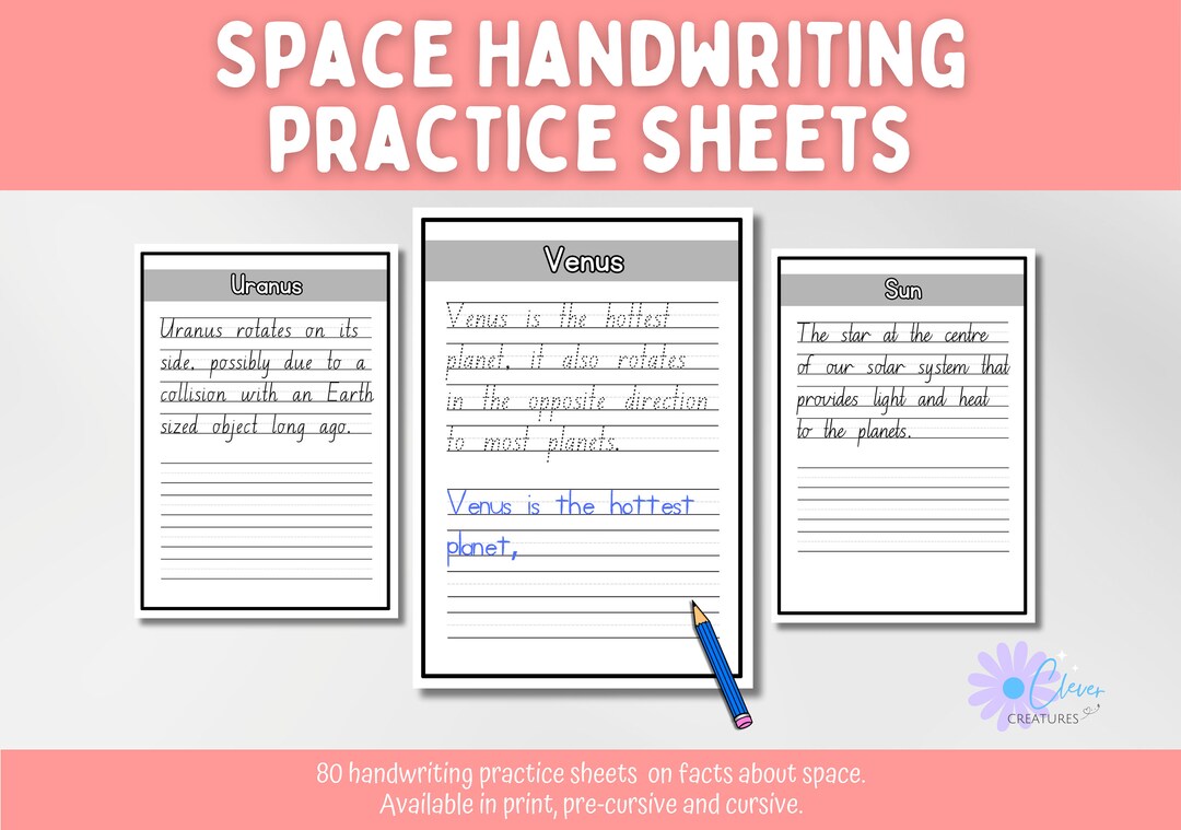 Differentiated Handwriting Practice Sheets, Space, Handwriting Passages ...