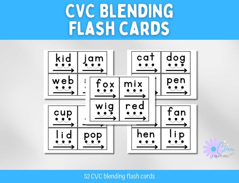 CVC Words Blending Flash Cards, Phonics, Classroom Printable Resources ...