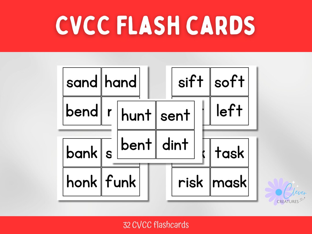 CVCC Words Flash Cards, Phonics, Classroom Printable Resources ...