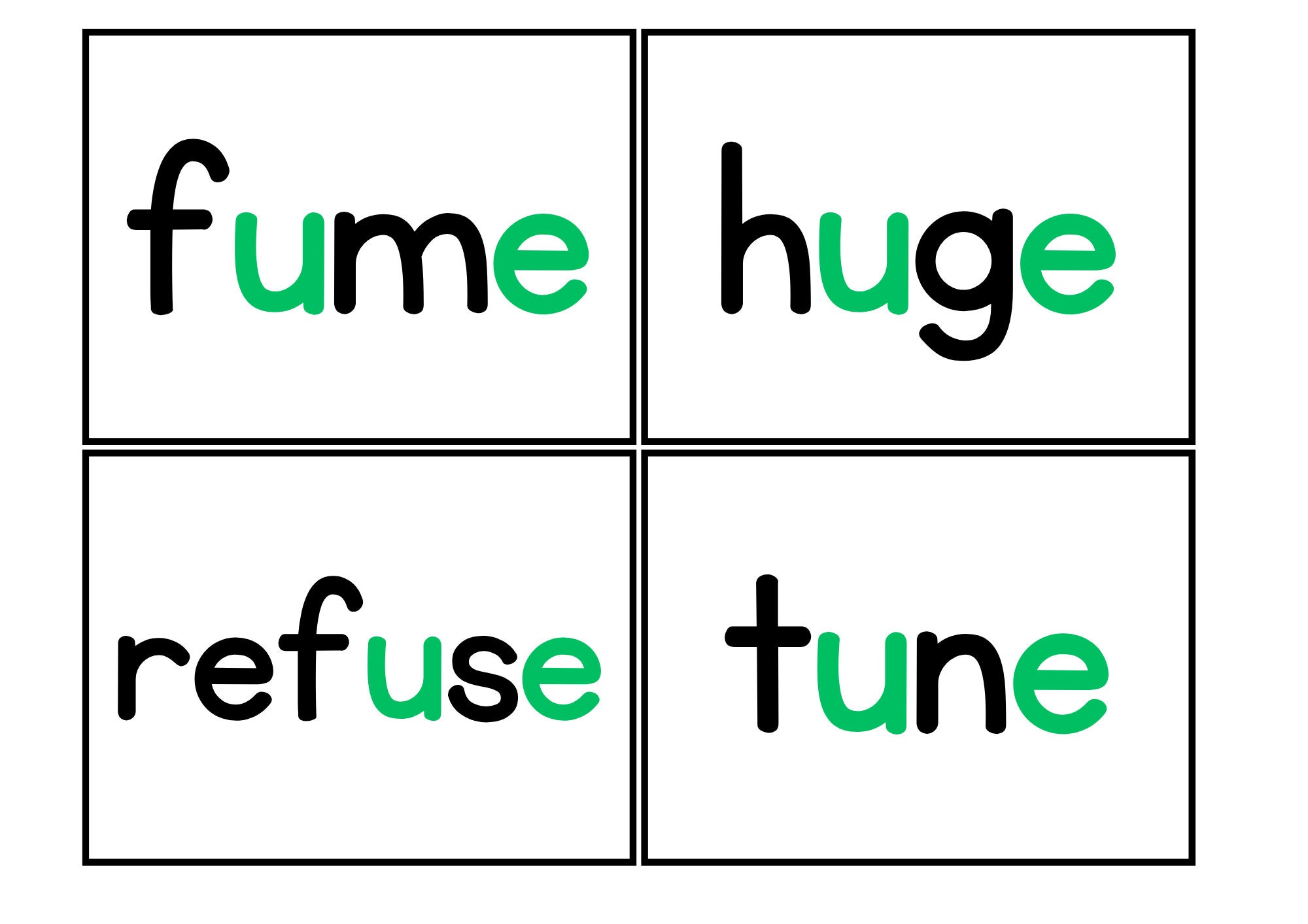 Long 'u' Flash Cards, Phonics, Classroom Printable Resources ...