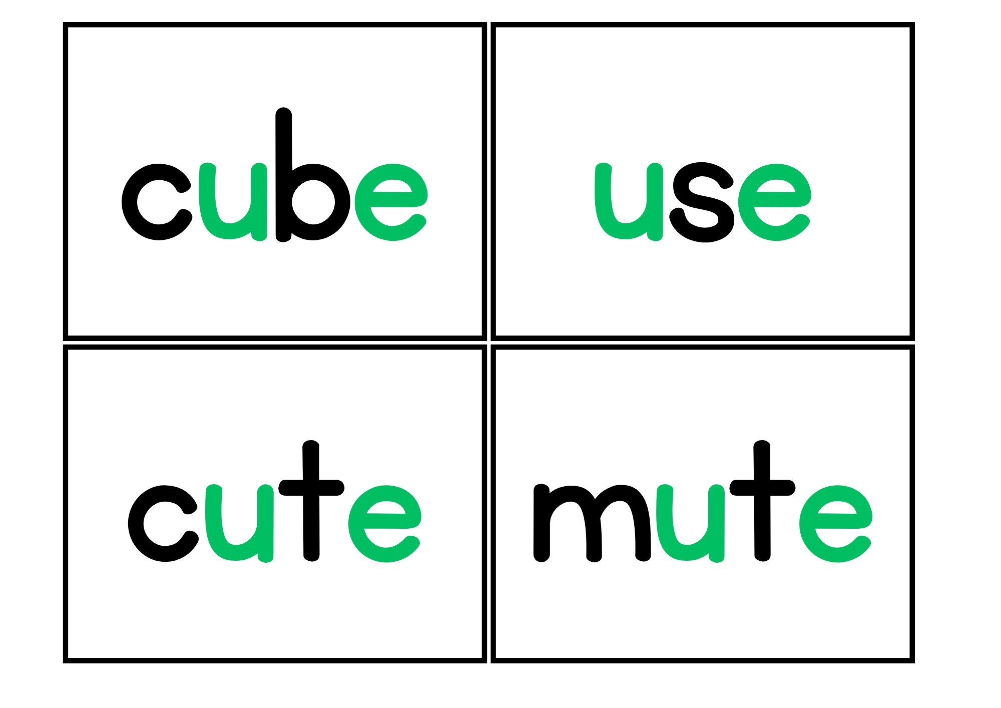 Long 'u' Flash Cards, Phonics, Classroom Printable Resources ...