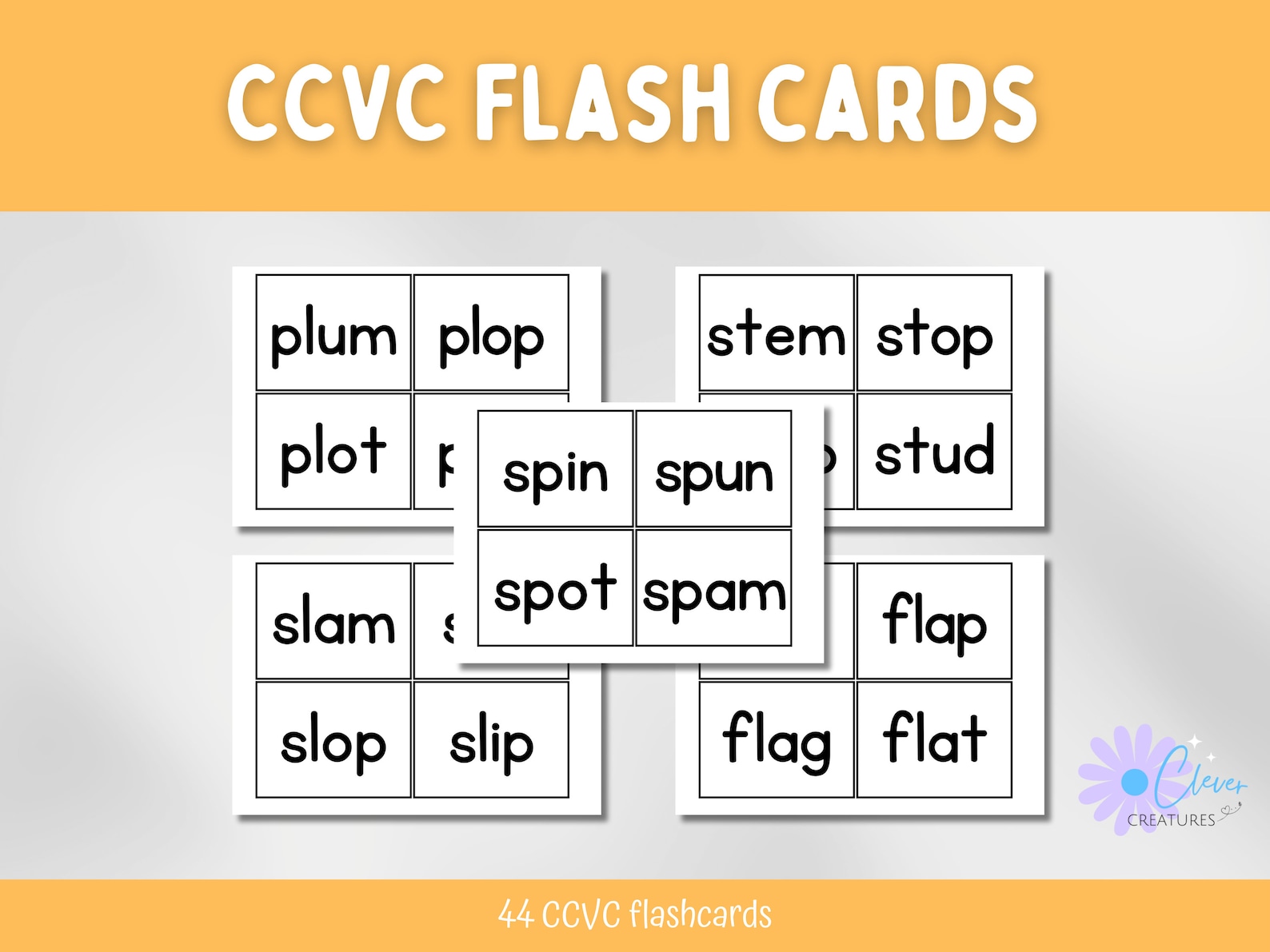 CCVC Words Flash Cards, Phonics, Classroom Printable Resources ...