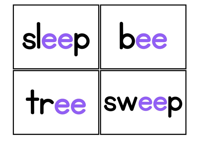 Long 'e' Flash Cards, Phonics, Classroom Printable Resources ...