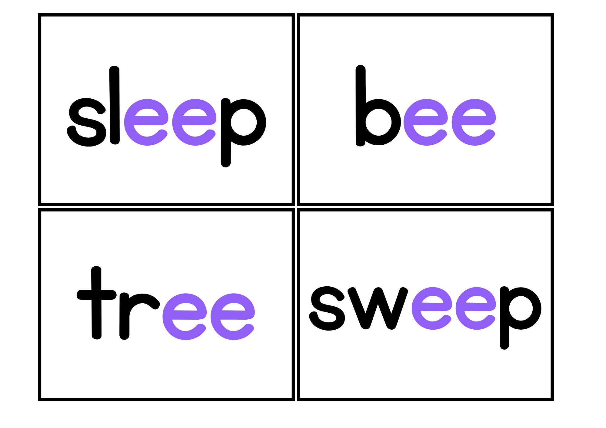 Long 'e' Flash Cards, Phonics, Classroom Printable Resources ...