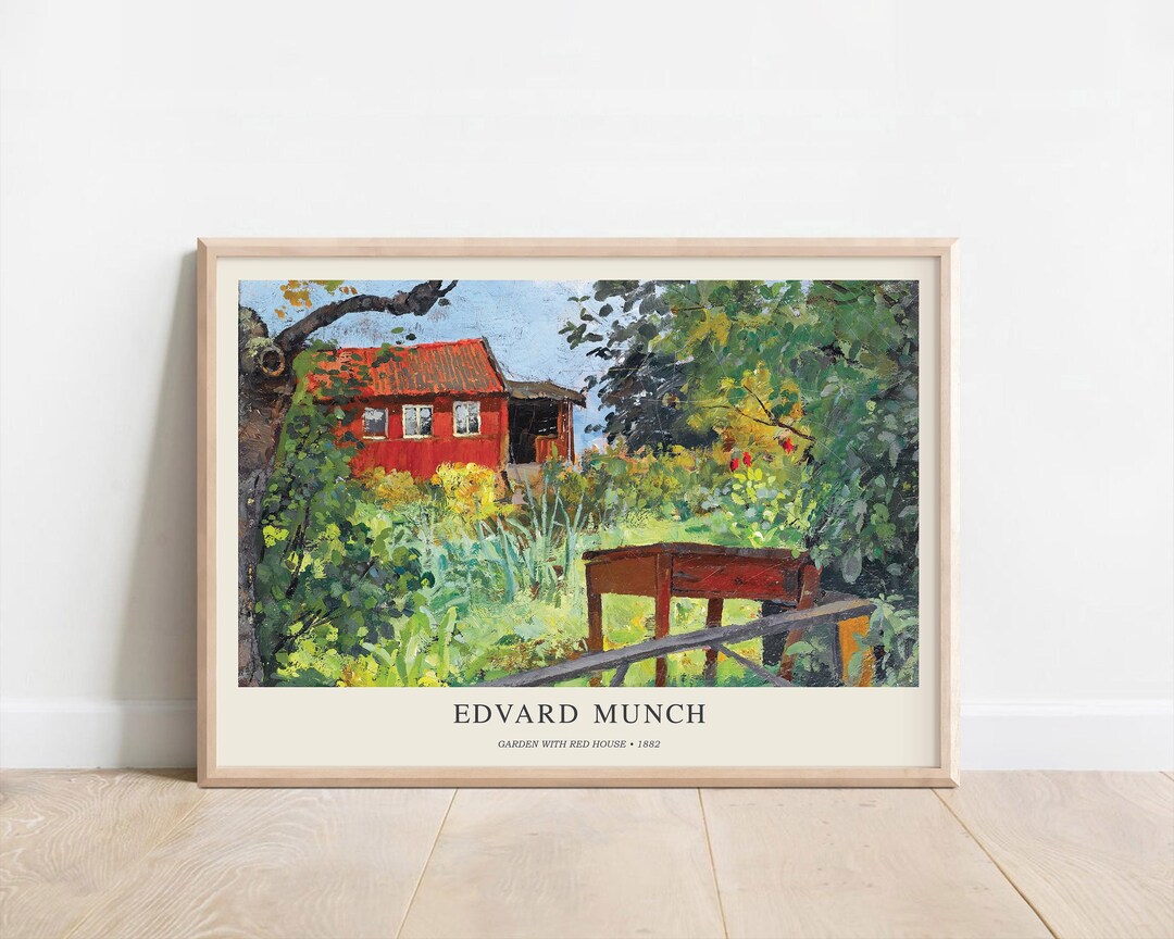 Edvard Munch Print / Garden With Red House (1882) / Painting / Artwork ...