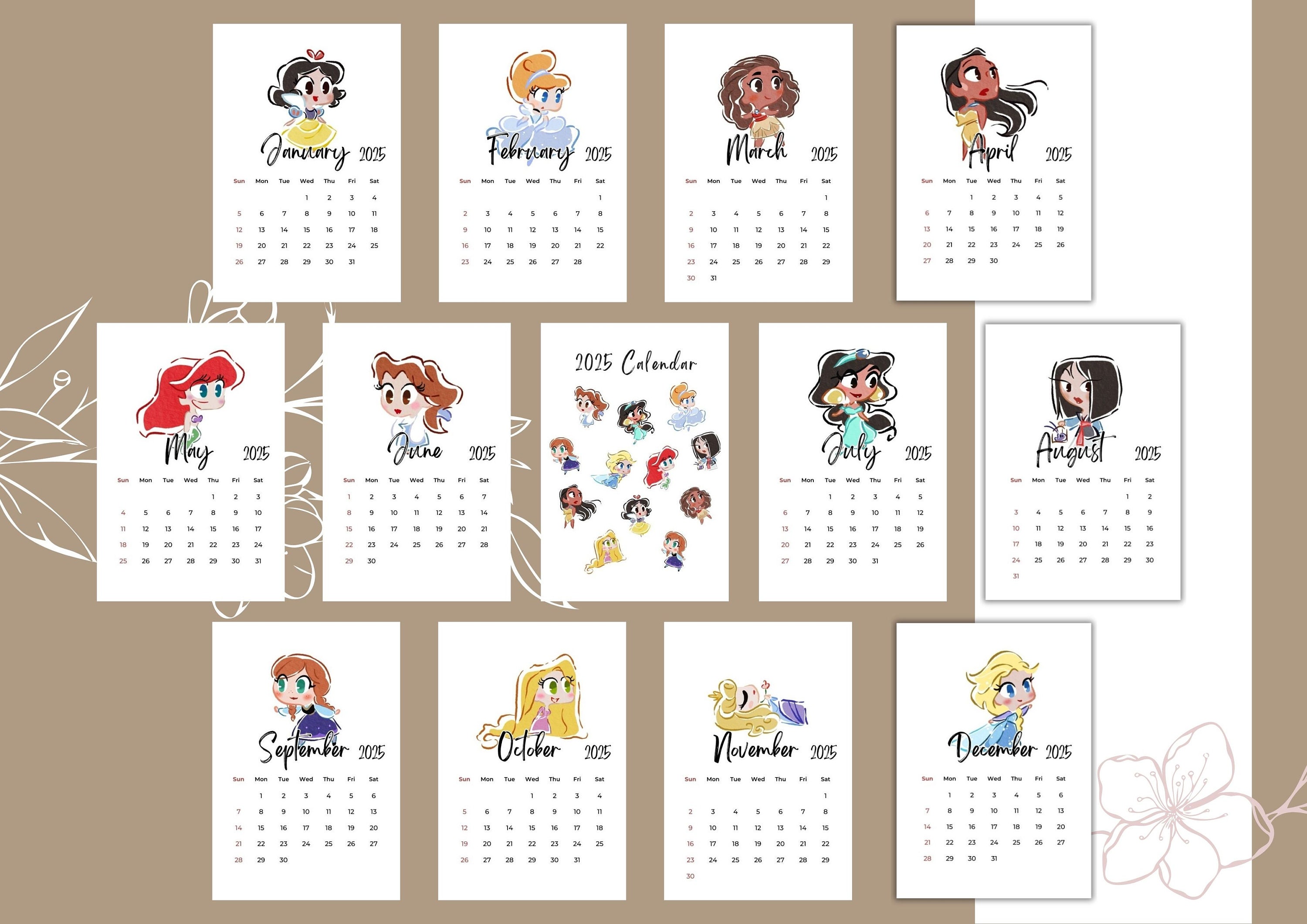2025 Desk Calendar Princess Chibi - Etsy