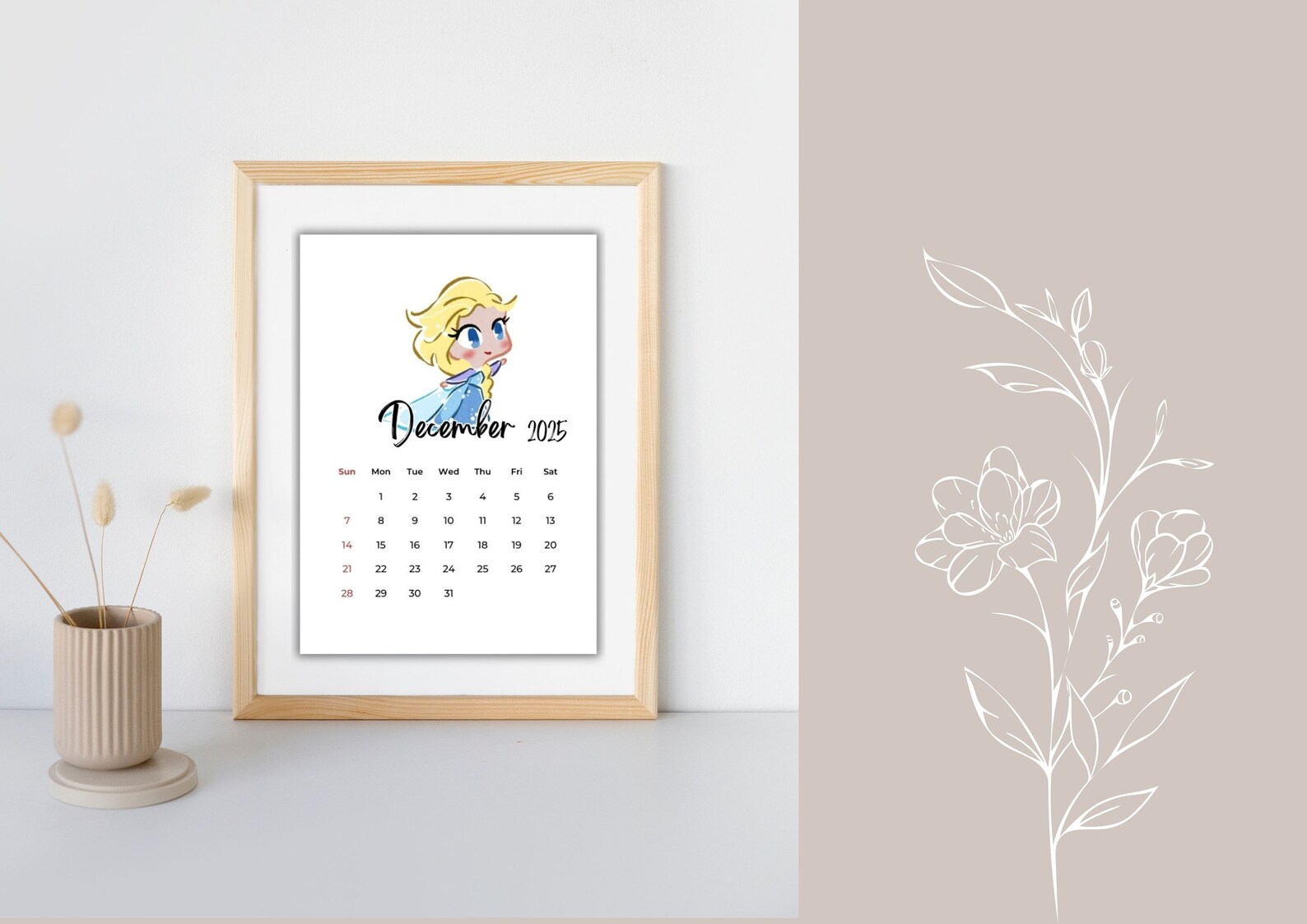 2025 Desk Calendar Princess Chibi - Etsy