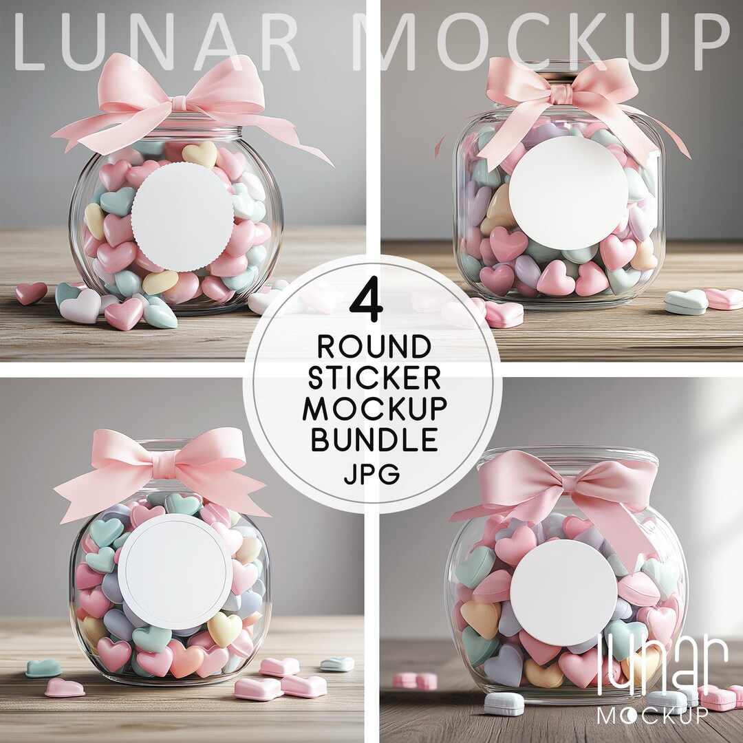 Round Sticker Mockup Bundle Label Mockup Birthday Party Favor Mockup ...