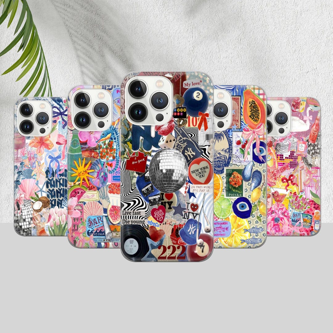 Sticker Collage Phone Case – Colorful Y2K Retro Cover for iPhone ...