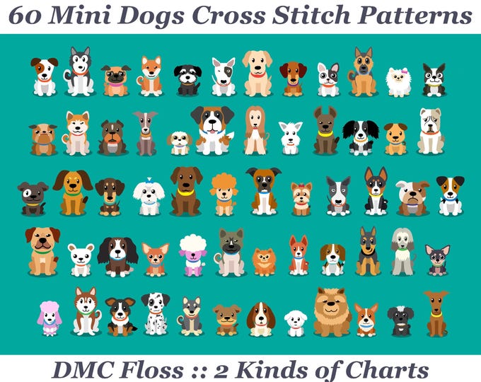 60 Mini Dog Breeds Cross Stitch Patterns: DMC Charts (PDF Download) - Etsy