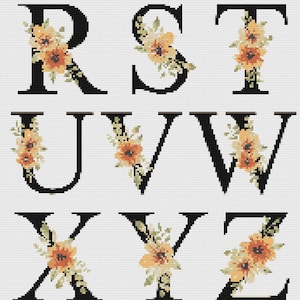 Floral Cross Stitch Alphabet PDF Pattern, Printable Pattern, Color ...