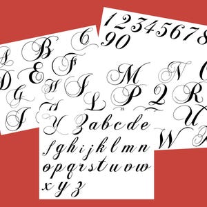 Calligraphy Alphabet & Numbers Clipart: 300 DPI PNG (digital Download ...